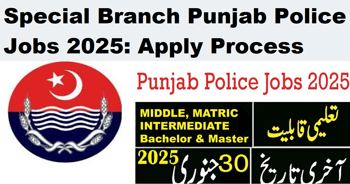 Special Branch Punjab Police Jobs 2025: Apply Process